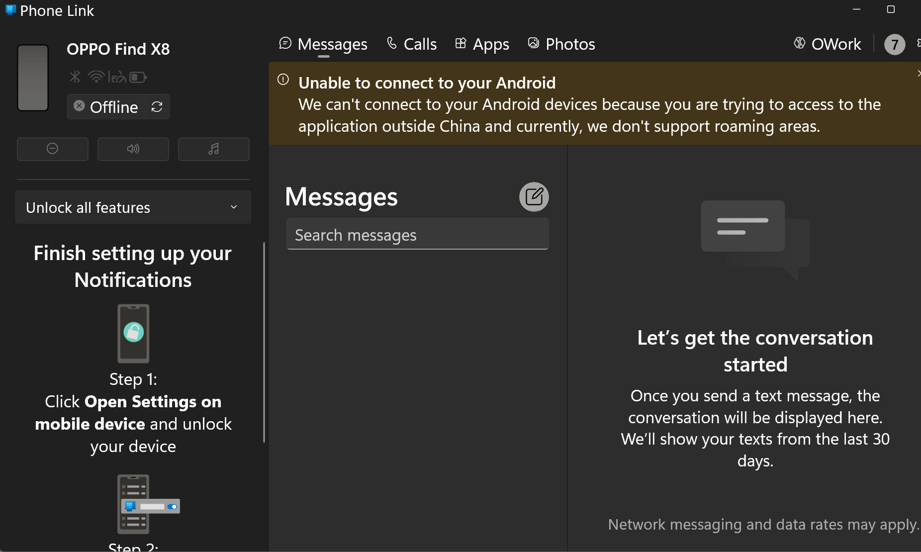 We can't connect to your Android devices because you are trying to access to the application ...