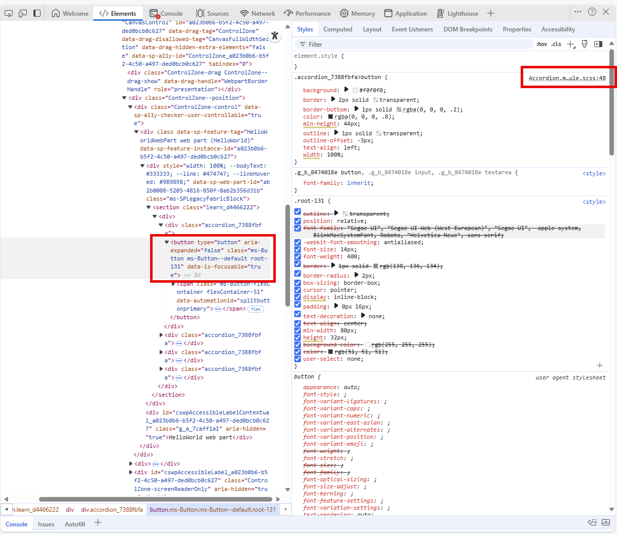 Using Accordion from @pnp/spfx-controls-react and it is not styled as expected - Microsoft Q&A