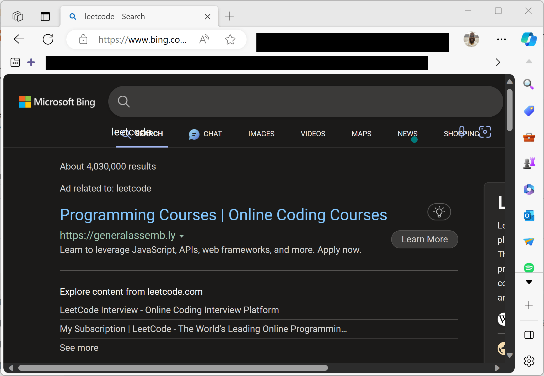 Bing search term showing underneath search bar - Microsoft Q&A