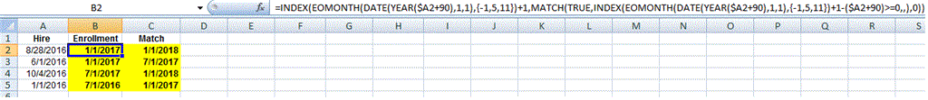 Excel: 401k Eligibility Dates - Microsoft Q&A