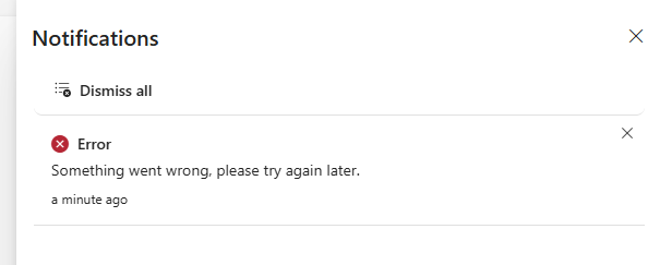 something went wrong, please try again later while loading purview ...