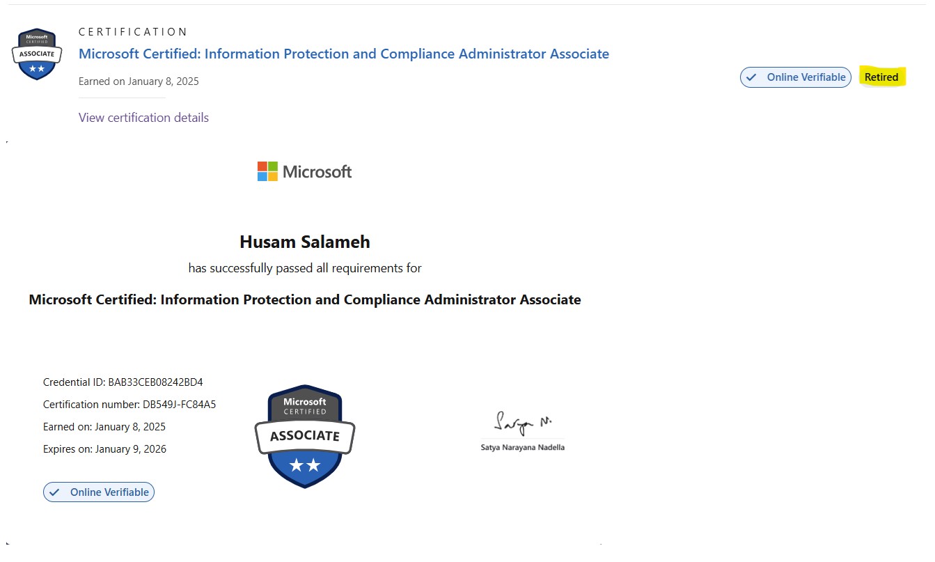 Certification Status Showing as Retired Instead of Active - Microsoft Q&A