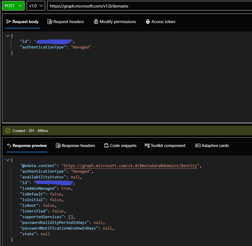 The current create domain does not allow to create sub domain when root domain is federated ...