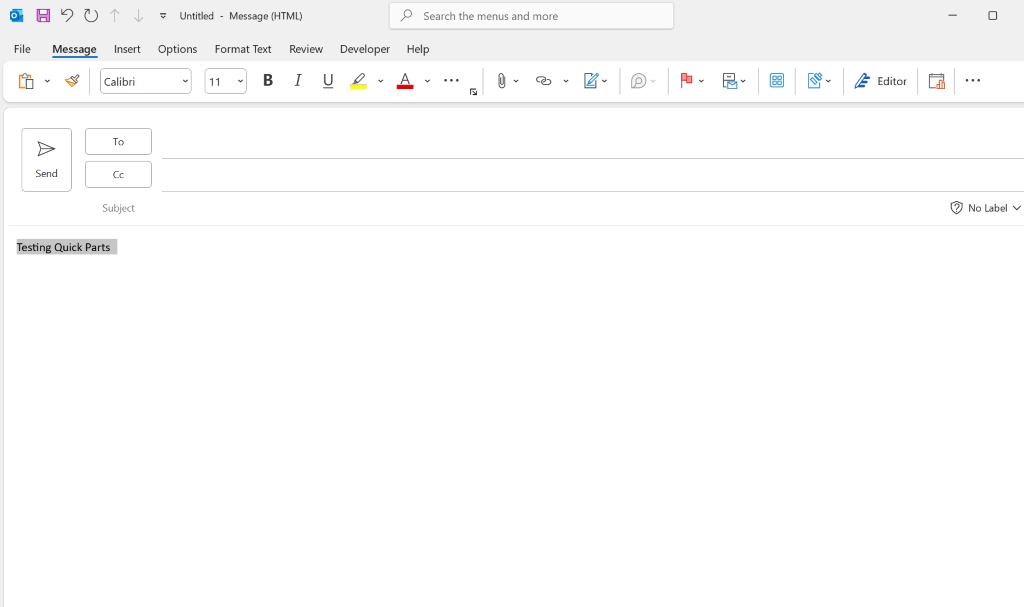 Quick Parts formatting changes to Aptos after Outlook restart when replying/forwarding ...