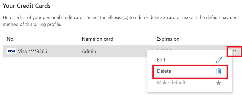 I want to remove my credit card from my Microsoft/Azure account, but I ...