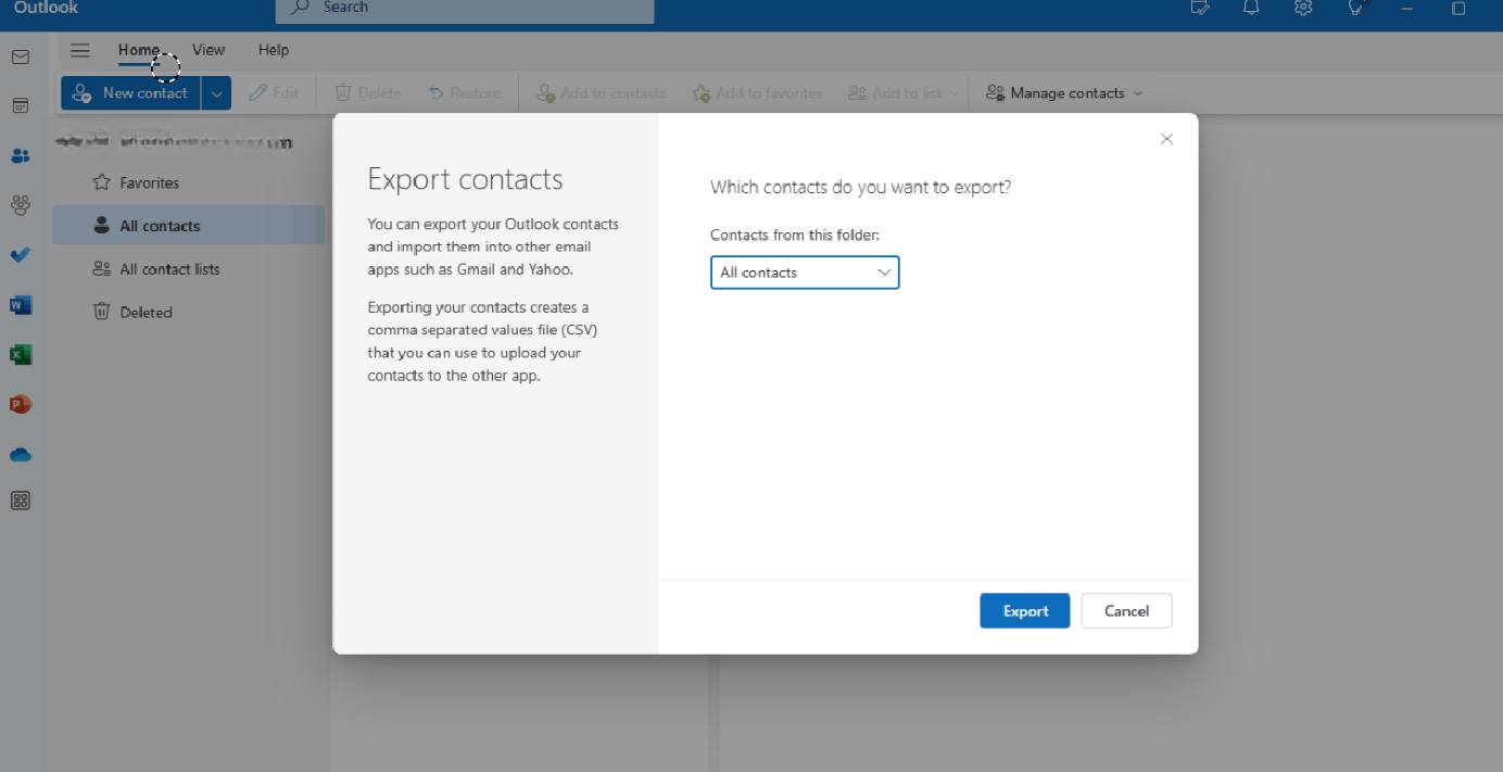 Is there a method to save all the contacts in my email without the need ...