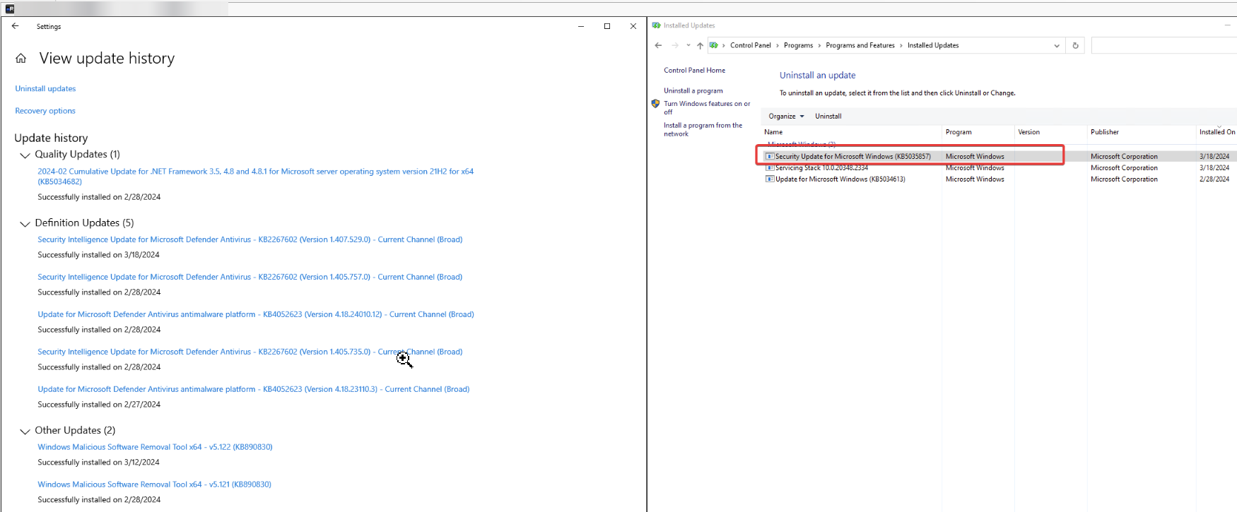 Installed update not showing in the history of the vm - Microsoft Q&A