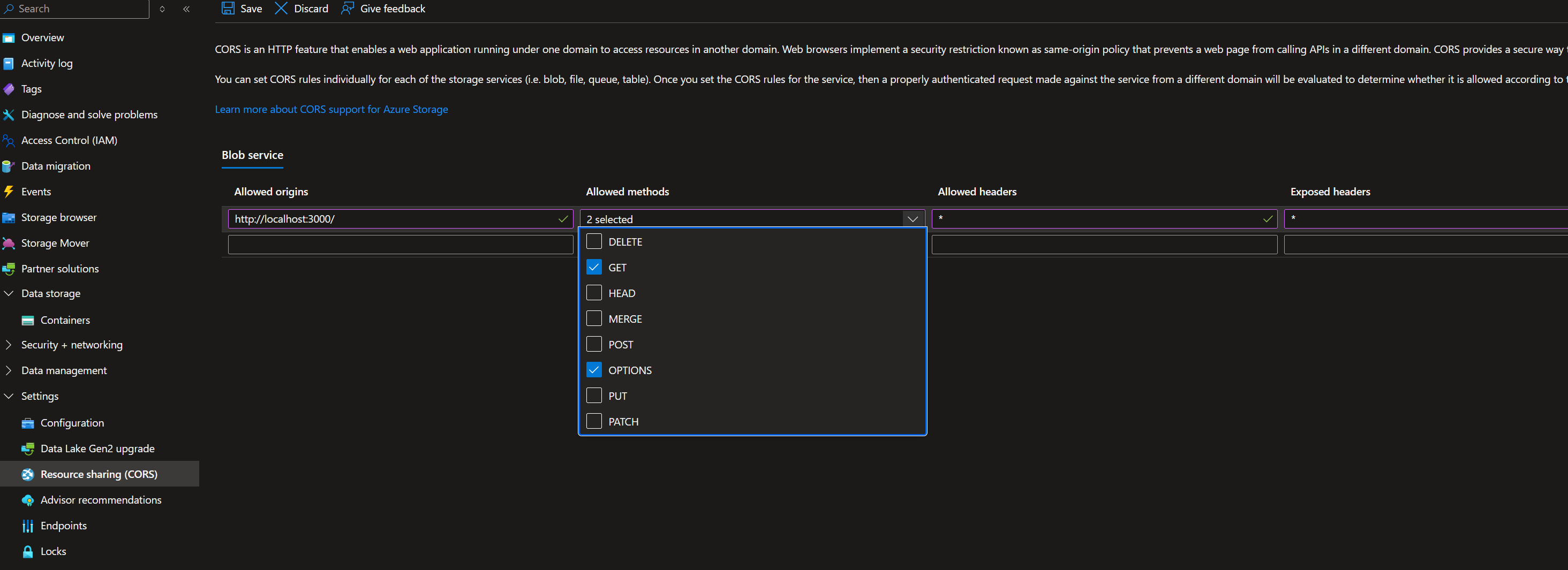Azure Blob storage CORS Policy does not applying - Microsoft Q&A Azure Blob storage CORS Policy does not applying - Microsoft Q&A