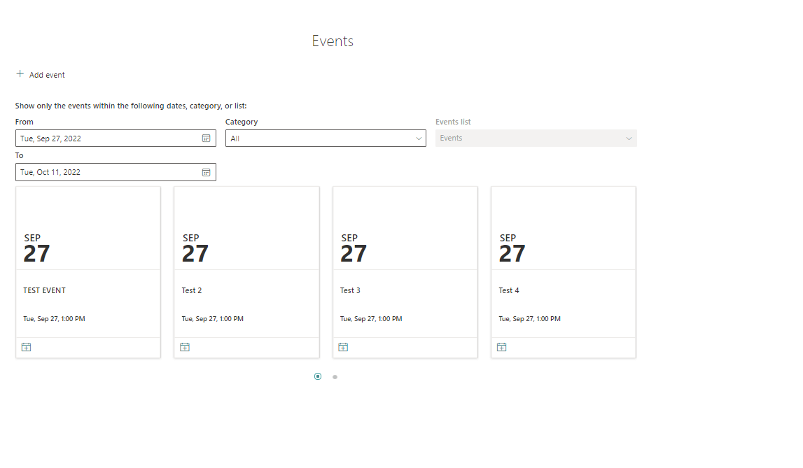 SharePoint Events web part and see all page - Microsoft Q&A