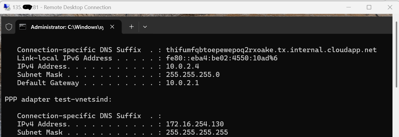 After connecting my local machine to the Azure VPN Gateway using Point-to-Site (P2S) VPN, is it ...