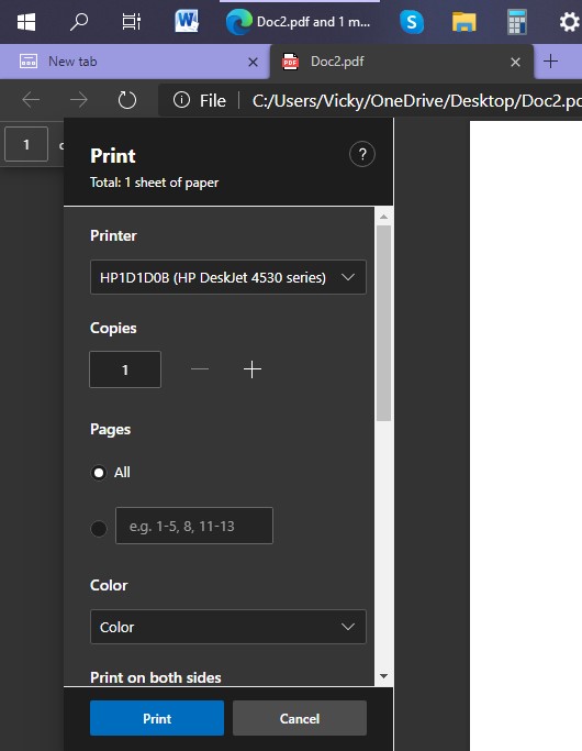 i want to get back the old printing dialogue box of microsoft edge ...