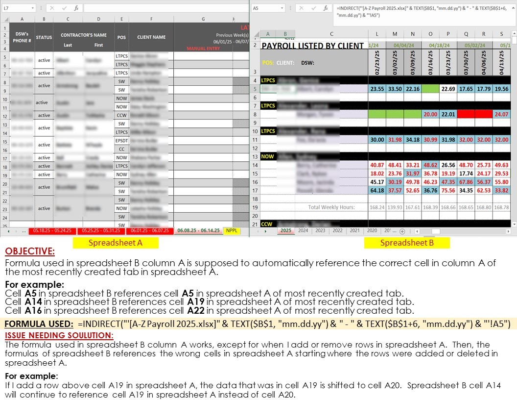 I Need An Excel Formula That Automatically Updates Data From The Most Recently Created Tab Of
