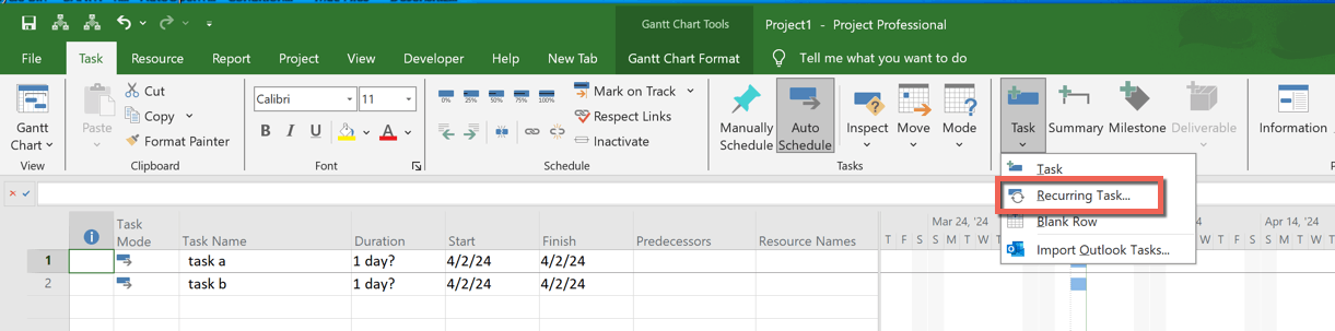 How do I add recurring tasks in Microsoft Project online? - Microsoft Q&A