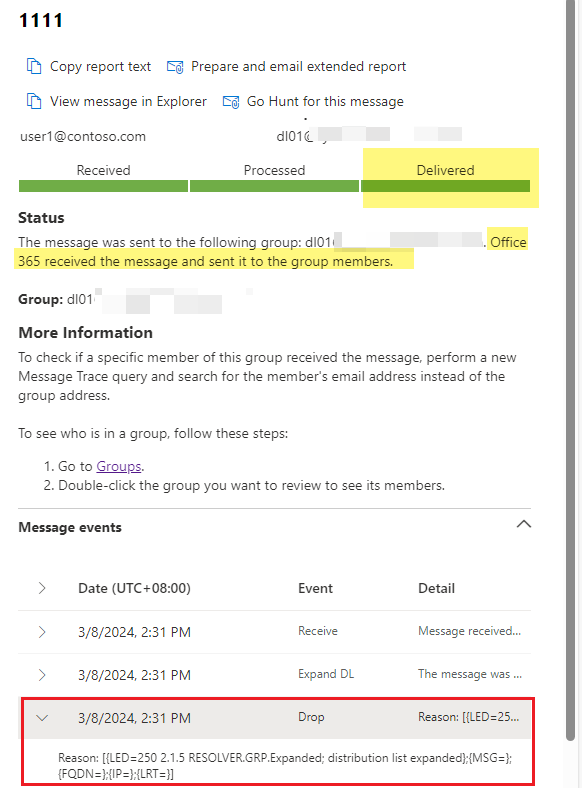 message to DL with contact gets droppeddrop Reason: [{LED=250 2.1.5 RESOLVER.GRP - Microsoft Q&A