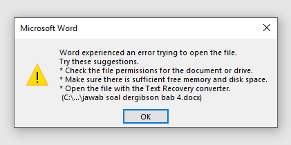 Microsoft Word Error - Microsoft Q&A
