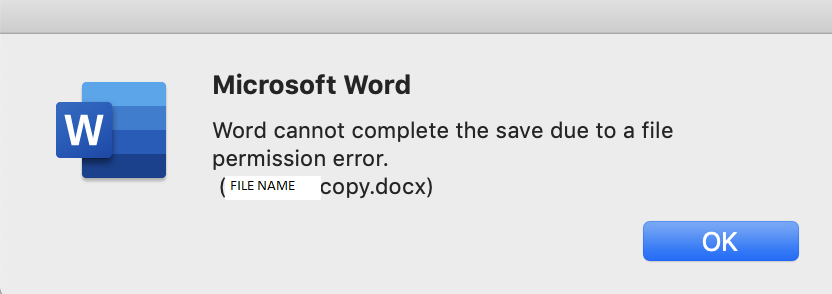 Word cannot complete the save due to a file permission error ...