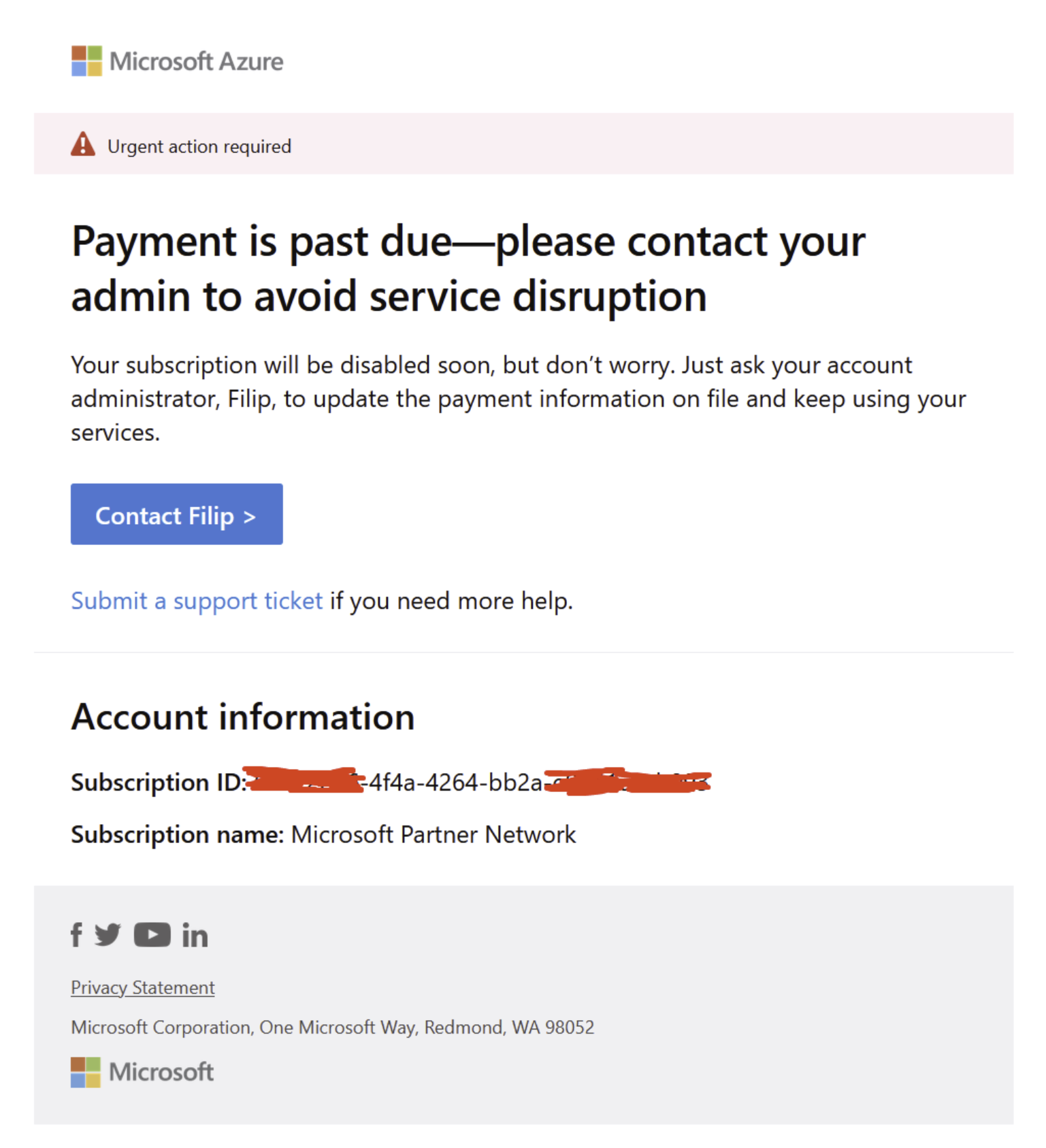 Cannot find Subscription ID and emails keep ariving about Payment is ...
