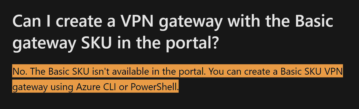 Downgrade Azure VPN Gateway to Basic - Microsoft Q&A