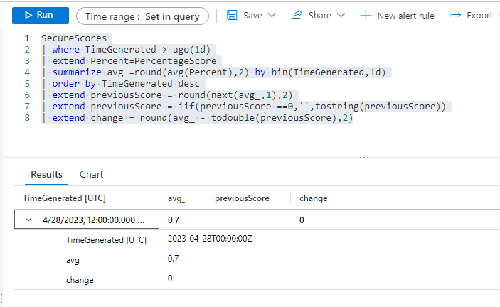 Monitor Security Score using KQL/ Kusto using Log Analytics Workspace - Microsoft Q&A