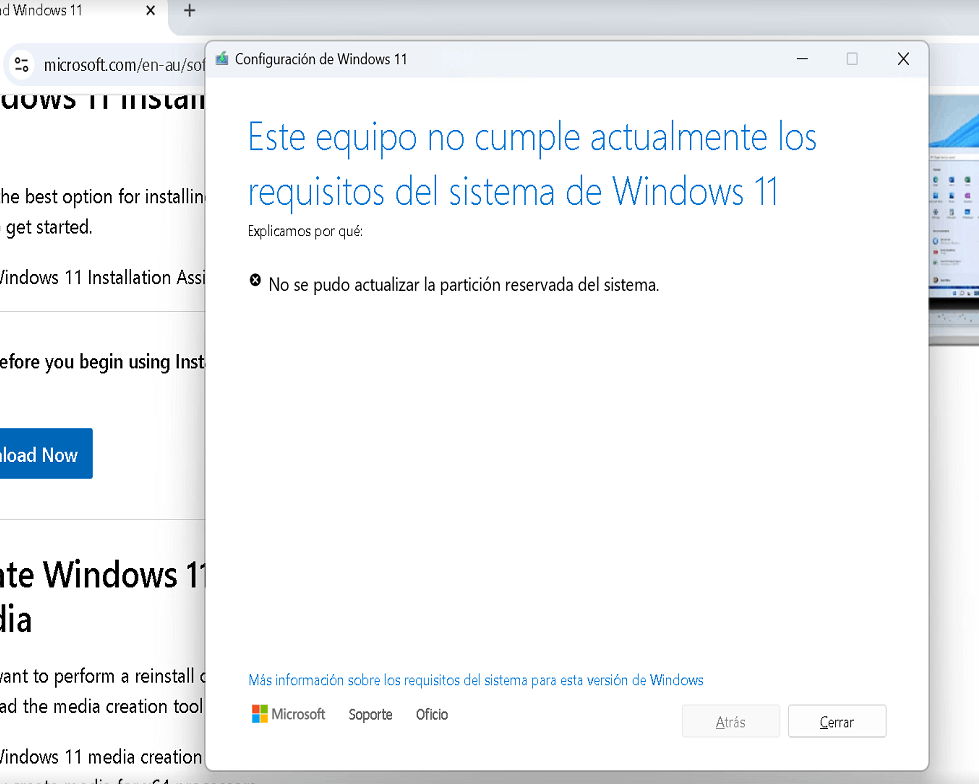 Actualizar Windows 11 24H2 Error 0xc1900201 "No se pudo actualizar la ...