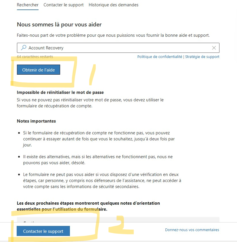 Contacter le support - Microsoft Q&A