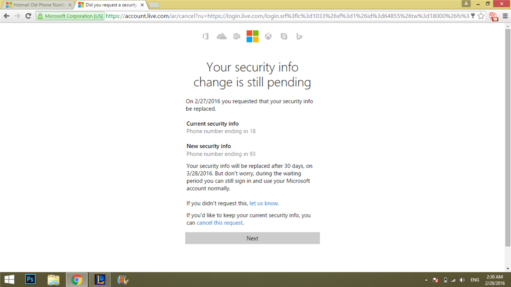 Your security info change is still pending. - Microsoft Q&A