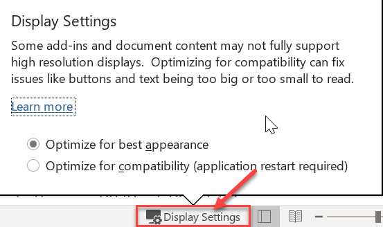 "Display settings" button button doesn't do anything in 1809 build ...