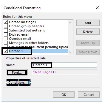 Conditional formatting for Outlook Microsoft 365 Apps for enterprise ...