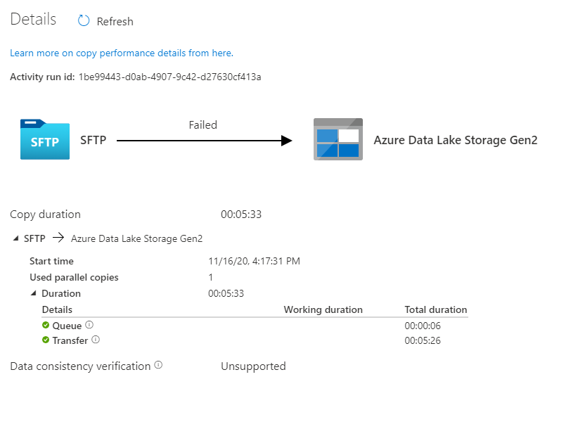 Copy from sftp fails but Output details shows all good - Microsoft Q&A
