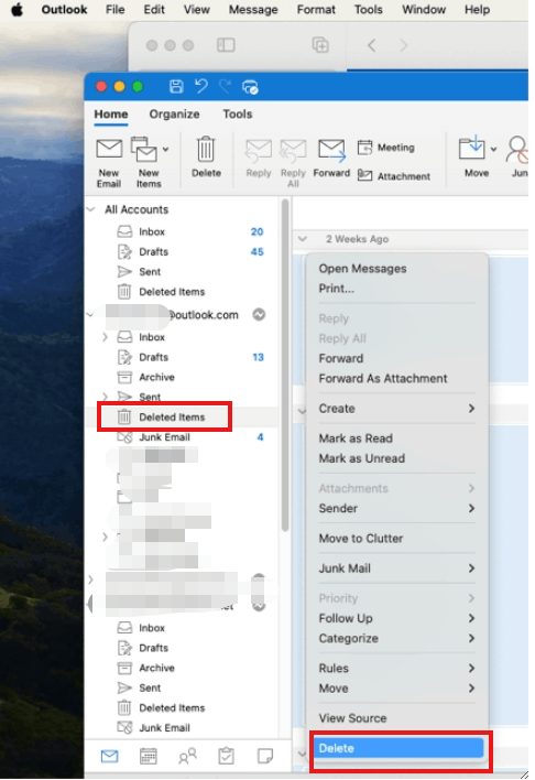 My Deleted Items folder in Outlook will not empty, even after 30 days. Messages go back months ...