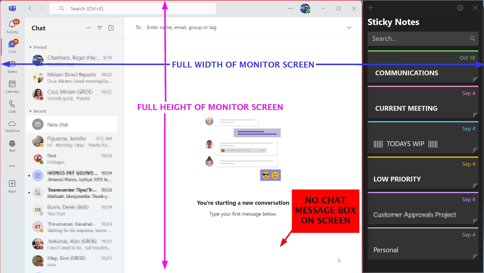 My Teams Chat Window takes up 75% of my computer screen. How can I ...