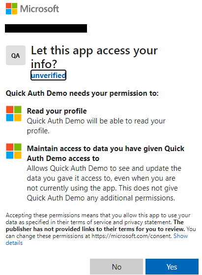 App registration - Publisher verification: Redacted_Invalid ...