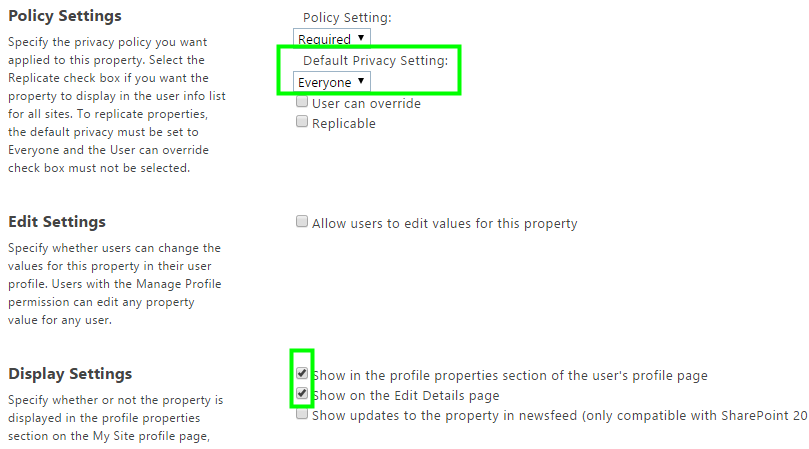 How to display additional properties in public profile ( i.e. About Me ...