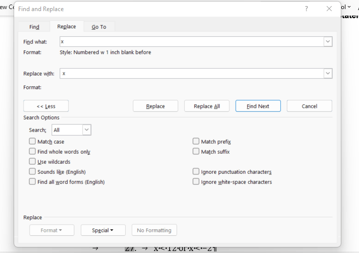 Format button grayed out in Replace - Microsoft Q&A