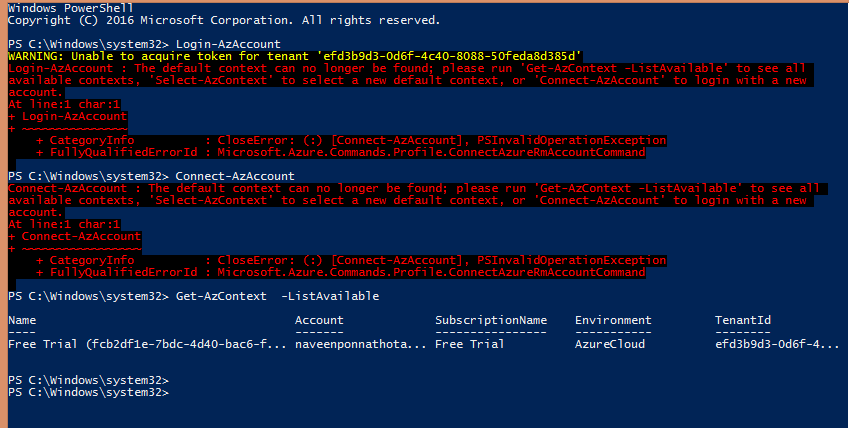 When i am trying to connect to my azure portal through powershell iam ... When i am trying to connect to my azure portal through powershell iam ...