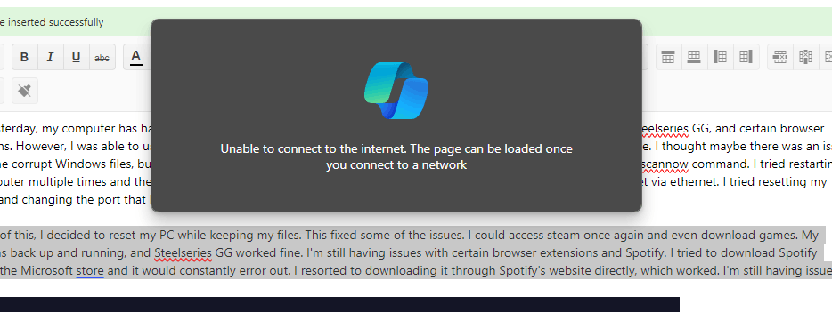 Windows says I'm both connected and not connected to the internet. This ...