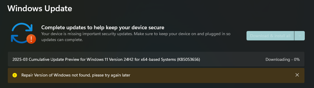 Update for Windows 11 Version 24H2 for x64-based Systems (KB5053656 ...