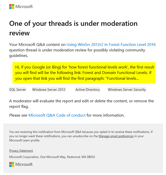 Account suspended from Microsoft Q&A - Microsoft Q&A