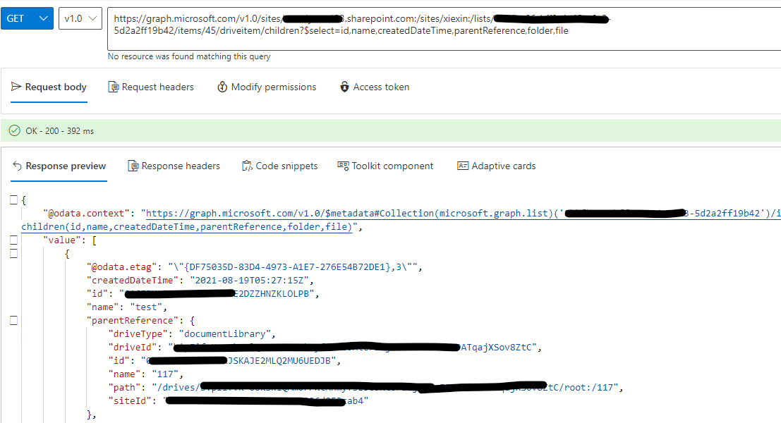 How to get children from a sharepoint list item using msgraph v1.0? - Microsoft Q&A
