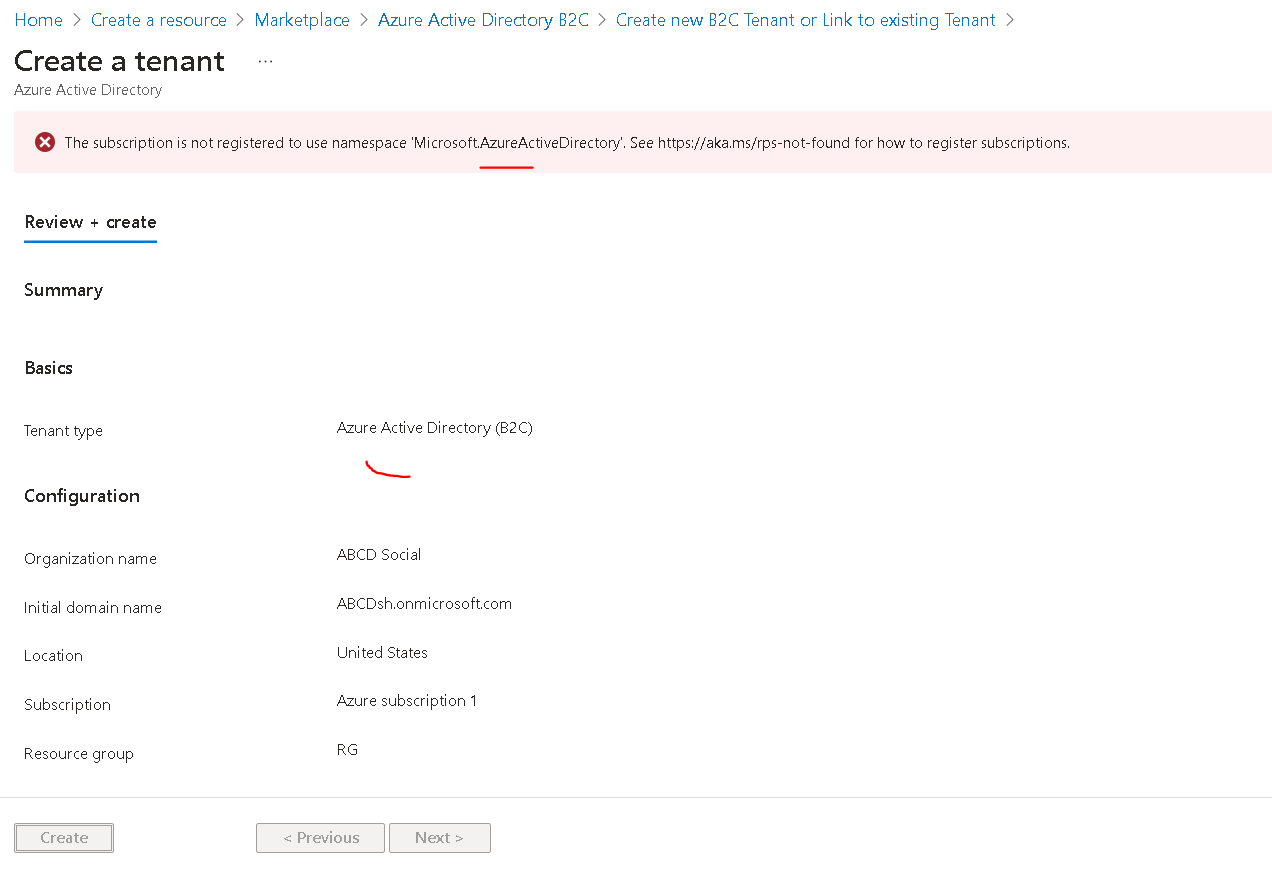 B2C tenant creation failure - Microsoft Q&A