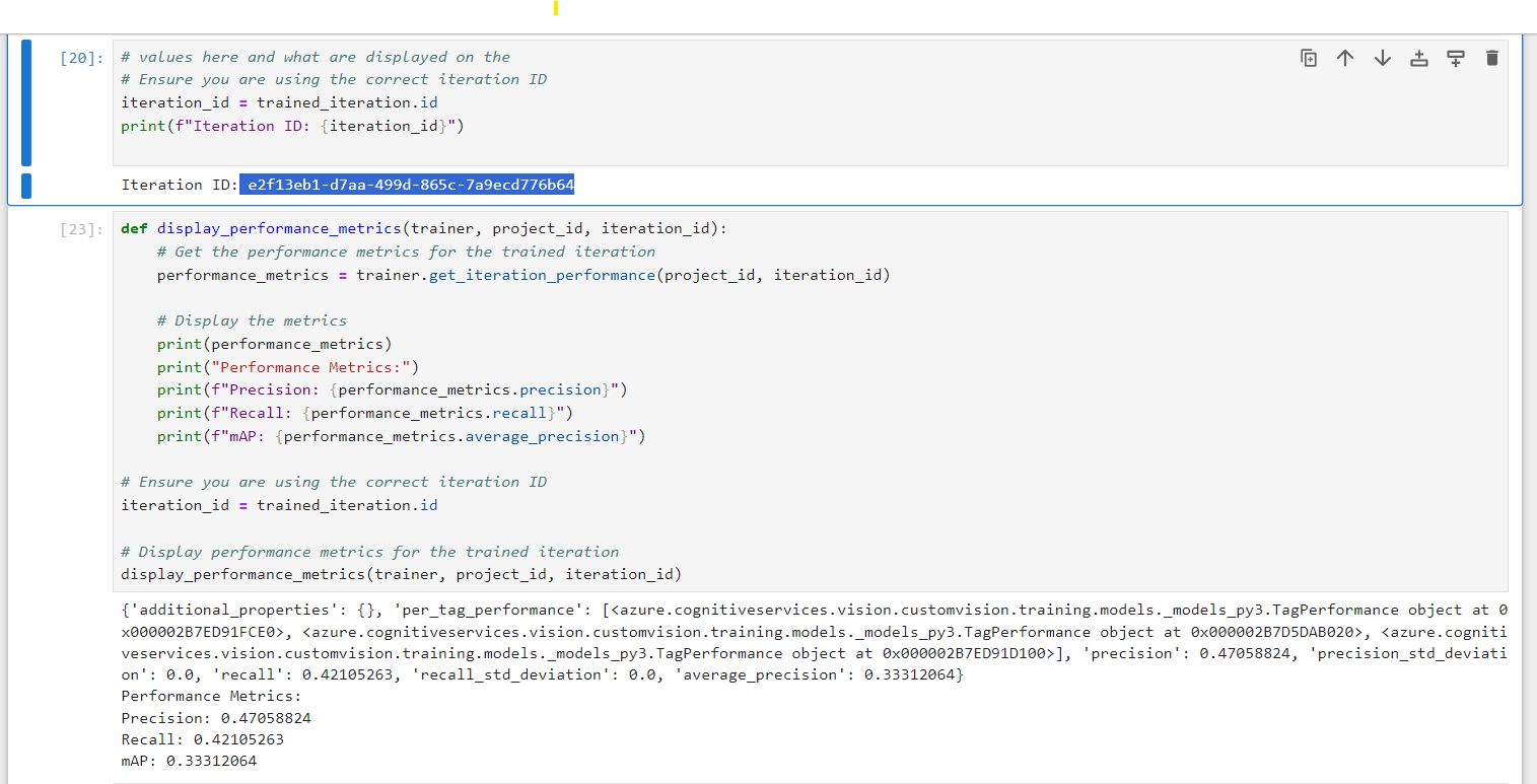 Difference in Confusion Metrics between Vision Portal & using Python SDK - Microsoft Q&A