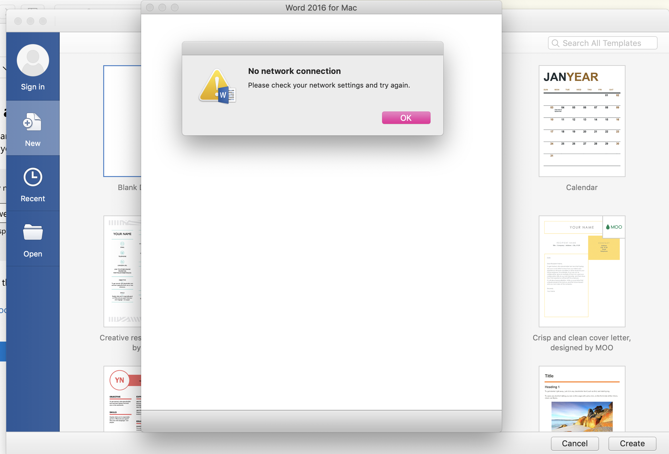Can't sign in to Word, says "No network Connection" - Microsoft Q&A