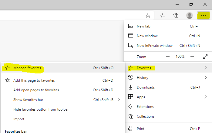 Displaying favorites Across the top - Microsoft Q&A