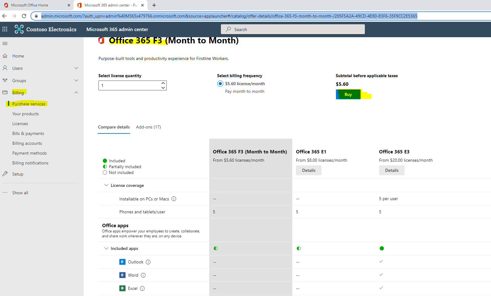 Change from 365 E3 to F3 after trial - Microsoft Q&A