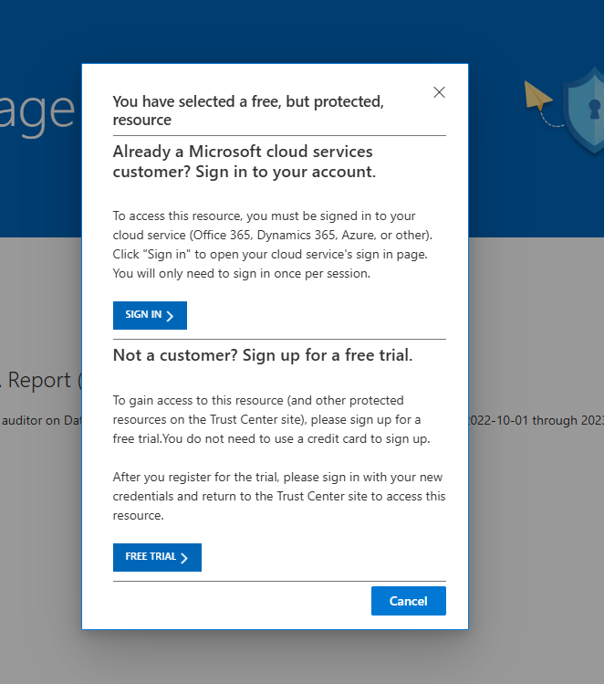 Cannot access compliance docs from the Security Trust Portal--sign in doesn't work - Microsoft Q&A