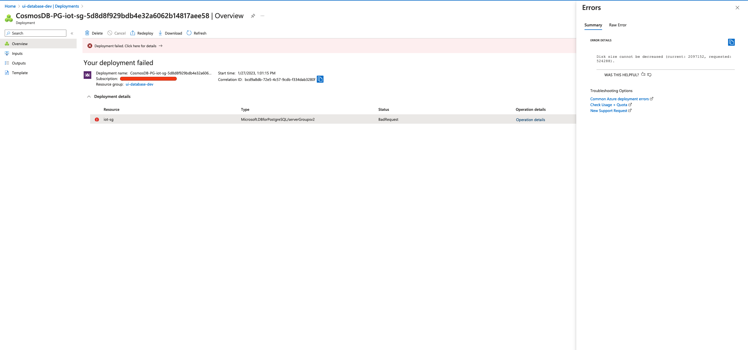 I am getting a "Disk size cannot be decreased (current: 2097152, requested: 524288)." Error ...