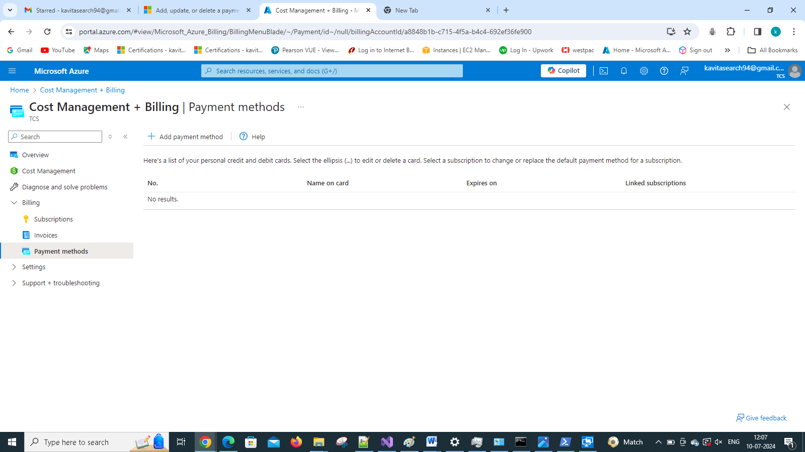 Help for the Azure payment method - Microsoft Q&A
