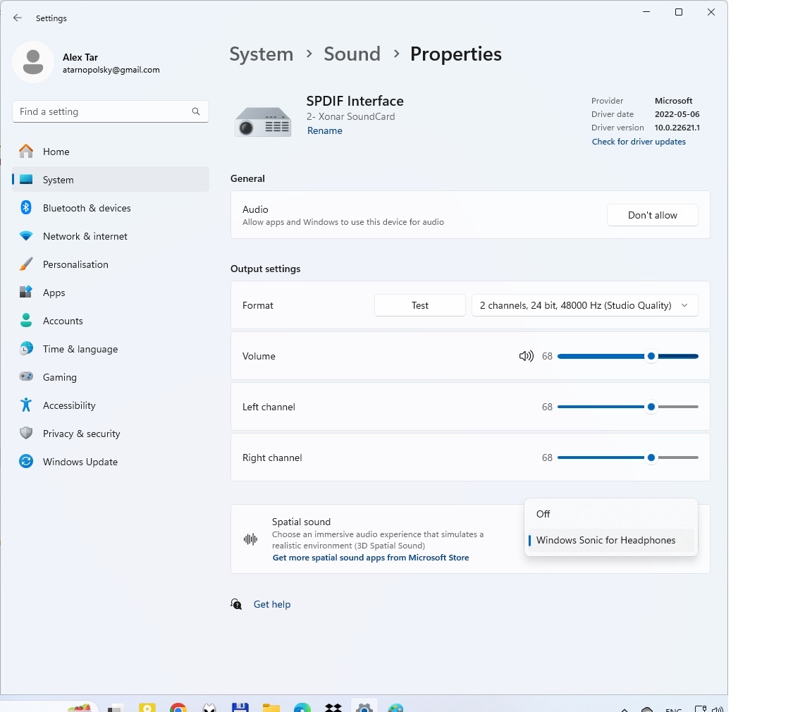 Don't have spatial sound settings - Microsoft Q&A