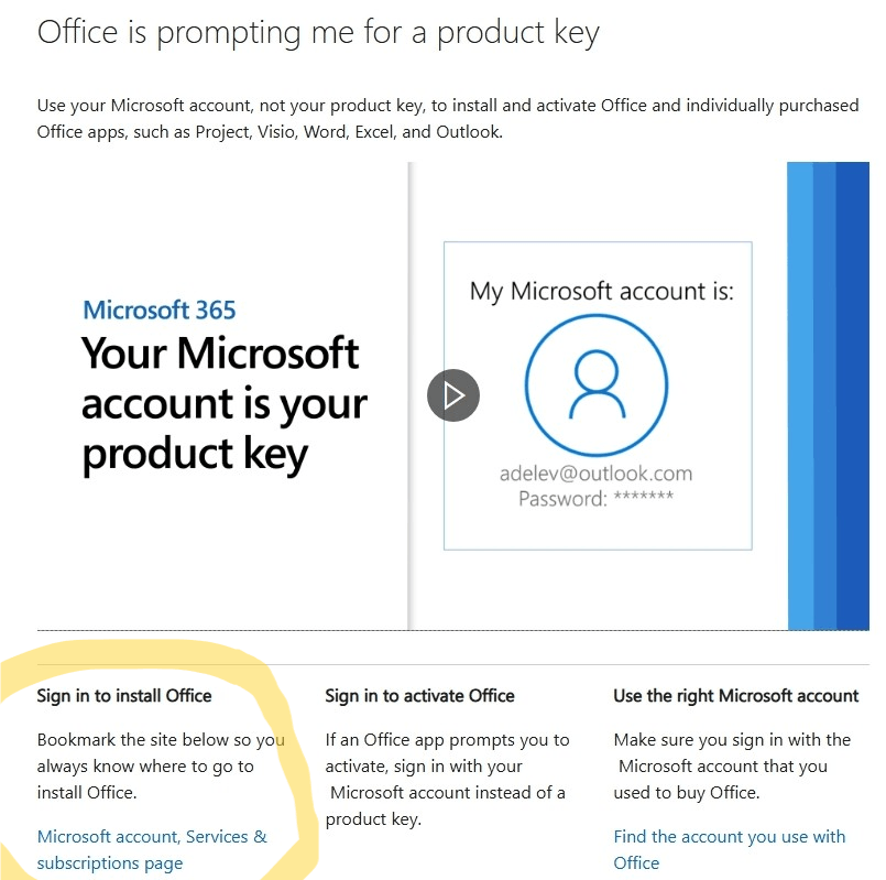 Cannot activate office product using work email : "That Microsoft ...