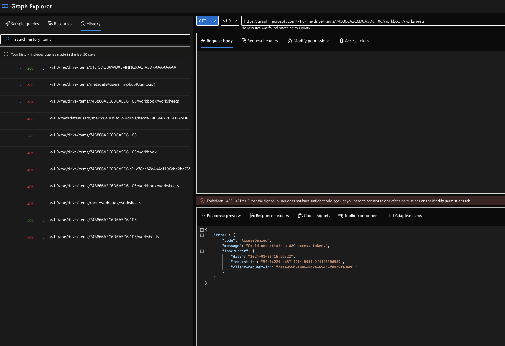 "Could not obtain a WAC access token" error - Microsoft Q&A
